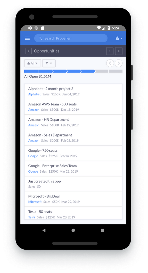 Full-Featured CRM Mobile App for iPhone and Android | Propeller CRM